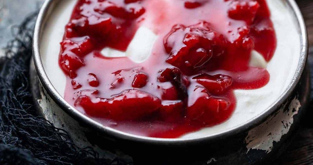 Bloody Delicious Halloween Cherry Cheesecake Dip | Punchfork