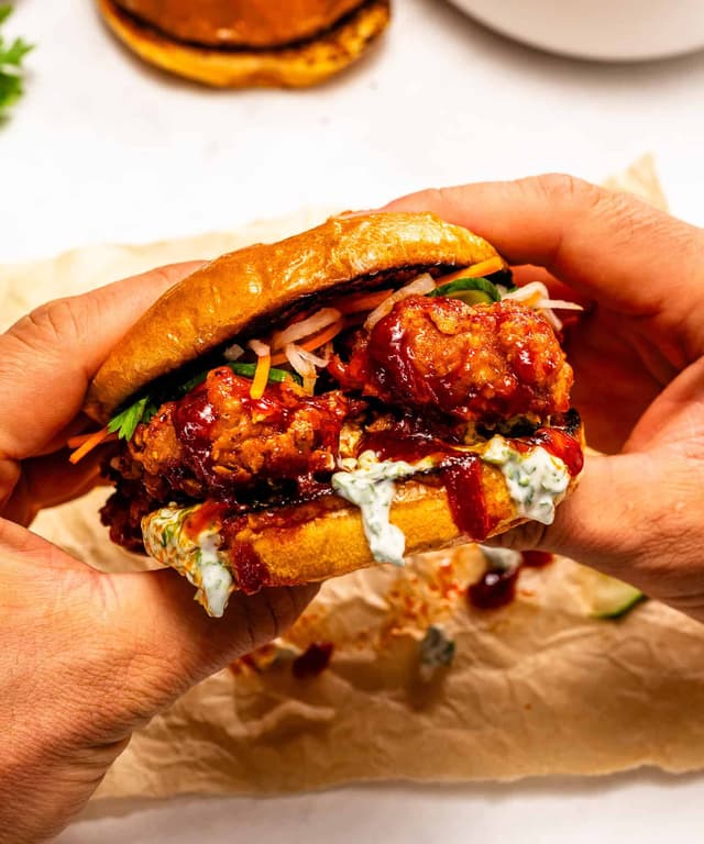 Gochujang Fried Chicken Sandwich with Cilantro Mayo | Punchfork