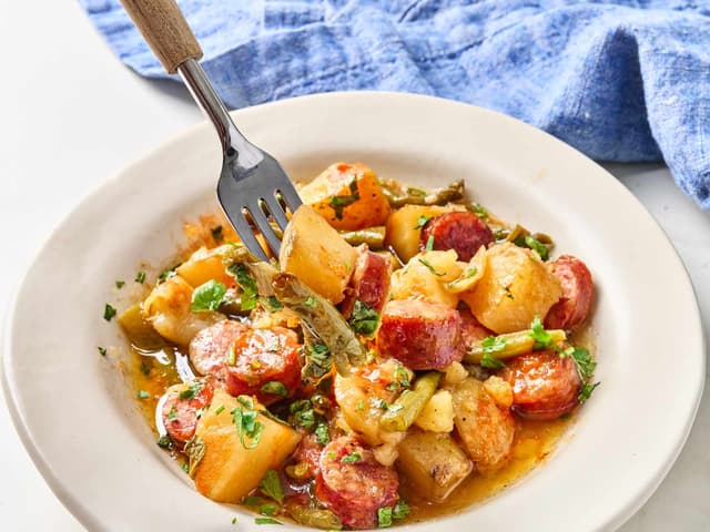 Swamp Potatoes And Sausage Punchfork
