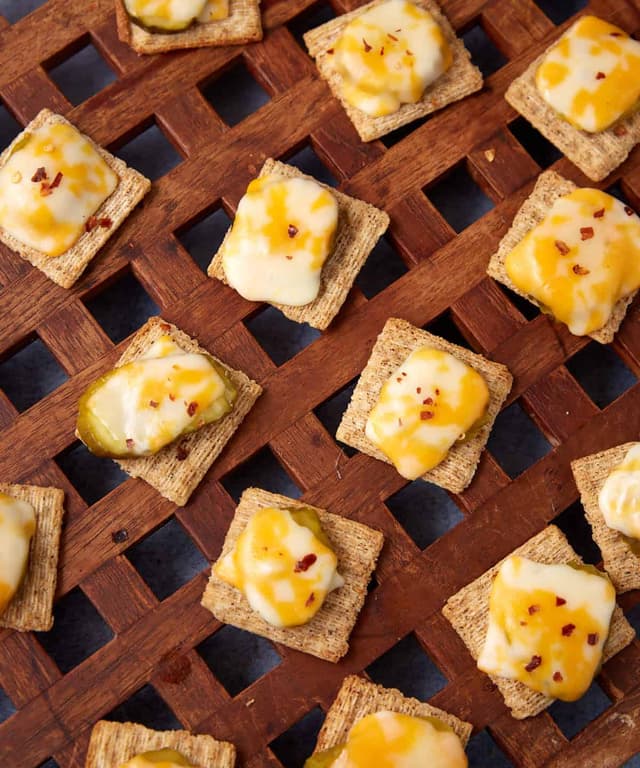 10-Minute Triscuit Appetizers with Dill Pickles and Cheese | Punchfork