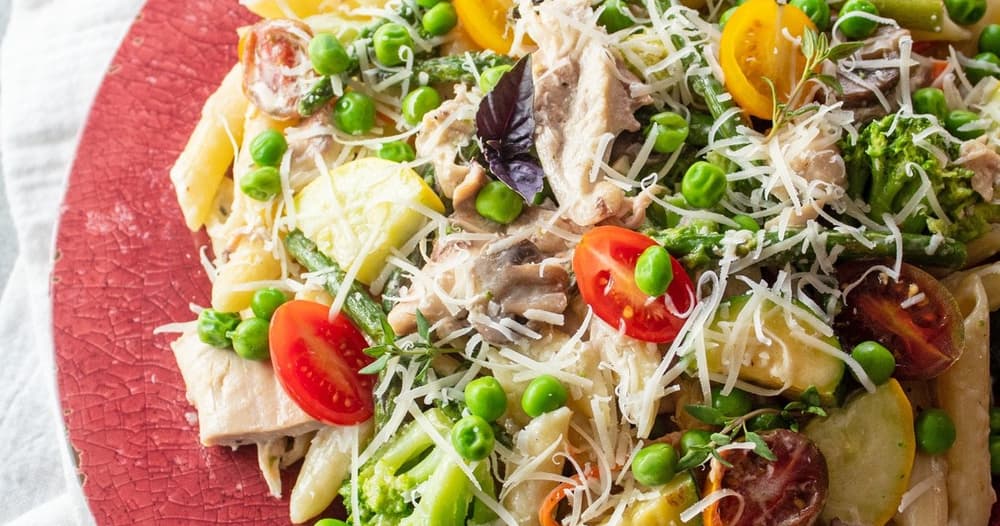 Creamy Turkey Pasta Primavera | Punchfork
