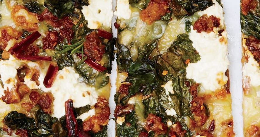 Hot Sausage and Crispy Chard Pizza | Punchfork
