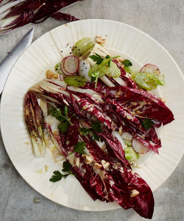 Treviso and Radish Salad with Walnut-anchovy Dressing | Punchfork