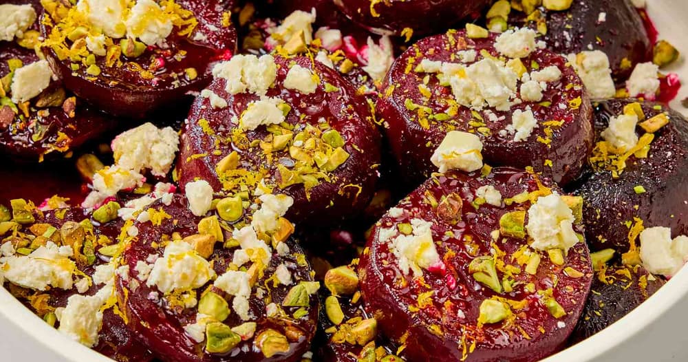 Melting Beets with Feta & Pistachios | Punchfork