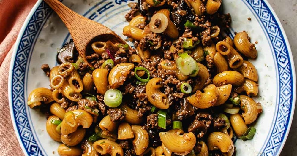 Asian Ground Beef Macaroni | Punchfork
