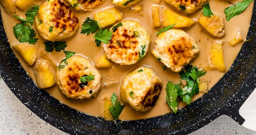 Chicken Meatballs with Pineapple Coconut Sauce | Punchfork