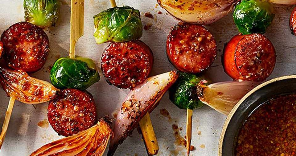 Smoked Sausage Stackers with Honey Mustard Sauce | Punchfork