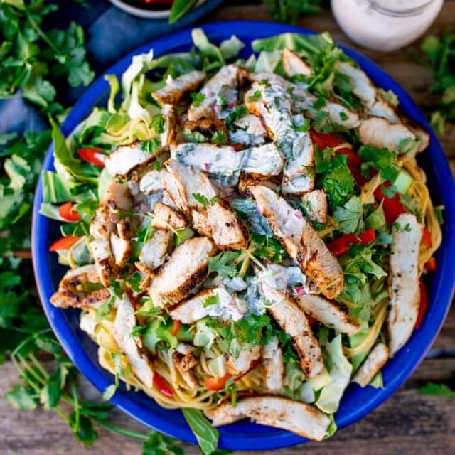 Chicken Noodle Salad with Creamy Chilli Lime Dressing | Punchfork