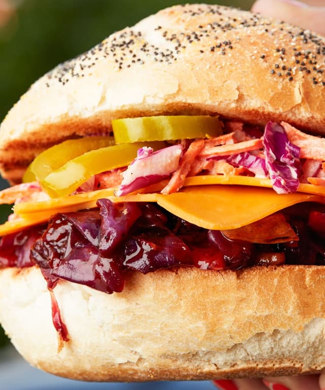 Beer-Can Cabbage Sandwich with Barbecue Sauce and Slaw | Punchfork