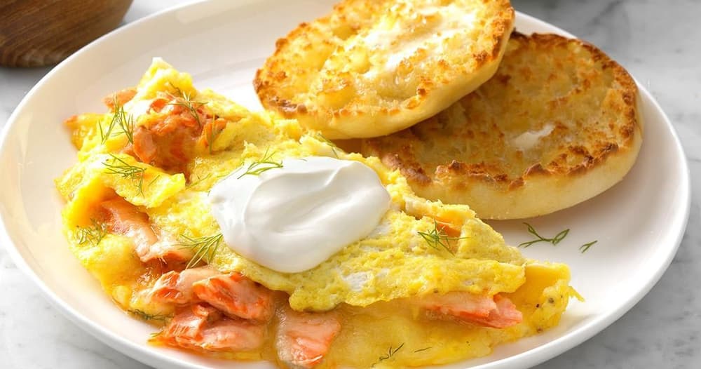 Dilled Salmon Omelets with Creme Fraiche | Punchfork