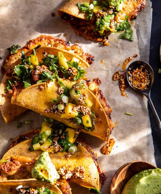 Chili Crisp Chicken Tacos with Spicy Mango Salsa | Punchfork