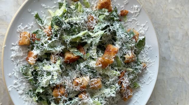 Miso Caesar with Gai Lan and Chrysanthemum Greens | Punchfork