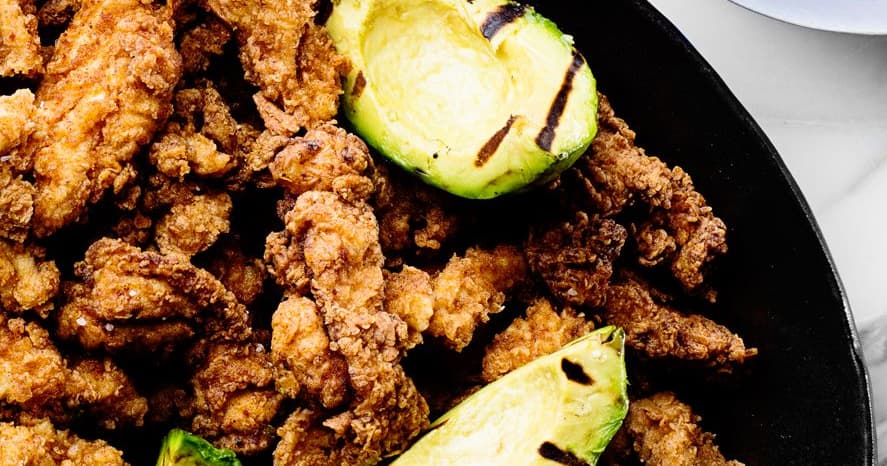 Spanish-Style Fried Chicken with Grilled Avocado | Punchfork