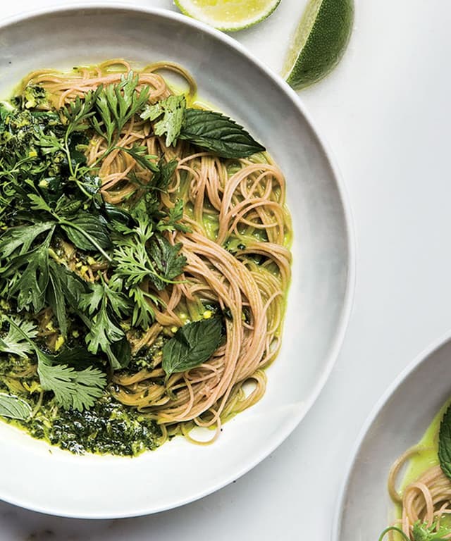 Green Curry with Brown Rice Noodles and Swiss Chard | Punchfork