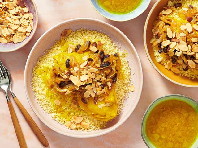 Chicken Couscous Tfaya (Moroccan Couscous with Braised Chicken) | Punchfork
