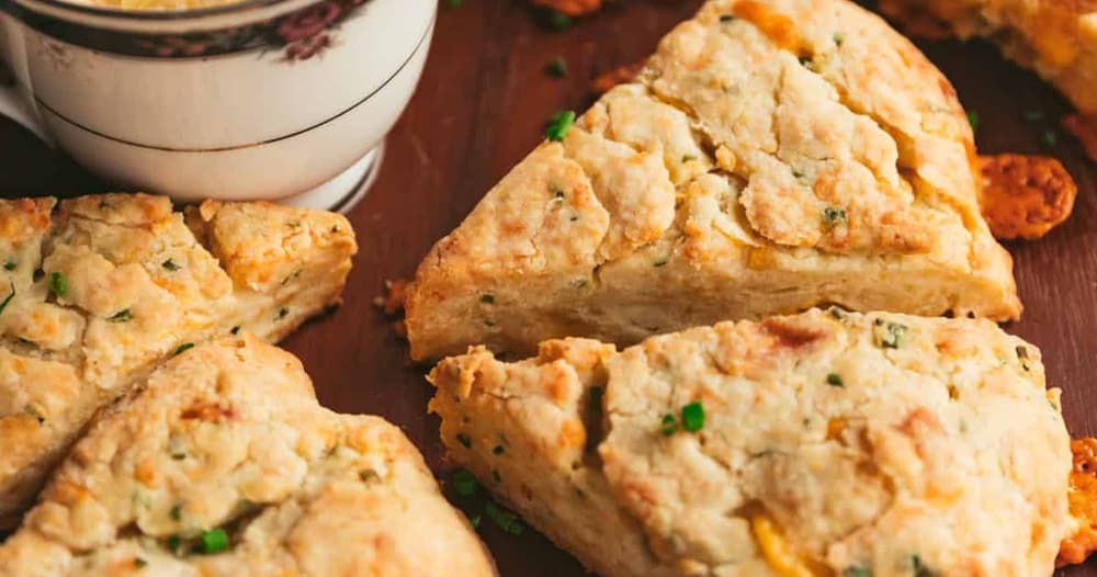Perfect Cheddar Chive Scones with Hot Honey Butter | Punchfork