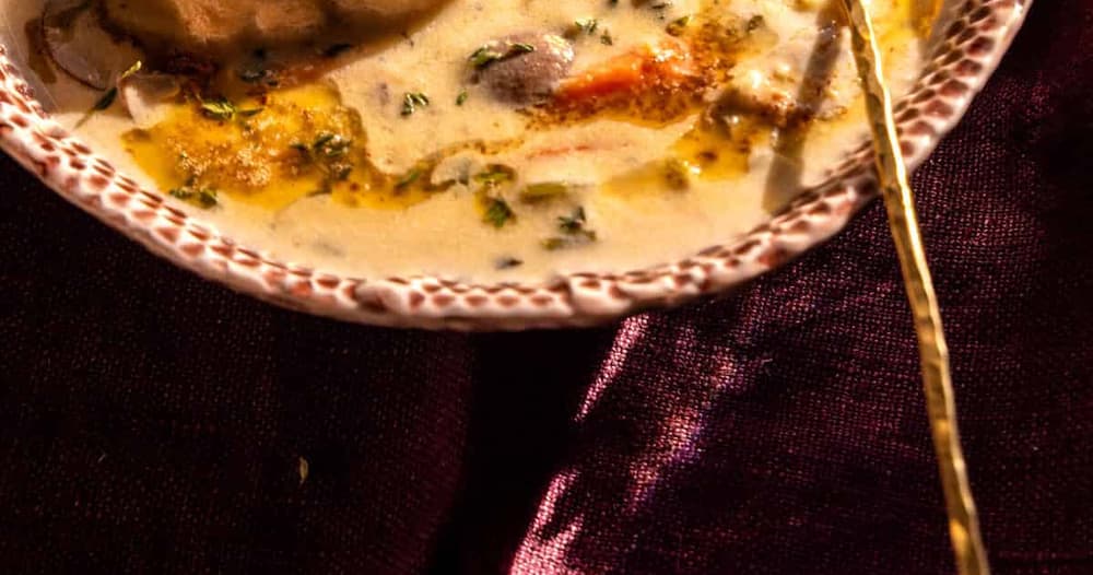 One Pot Creamy Vegetable Dumpling Soup | Punchfork