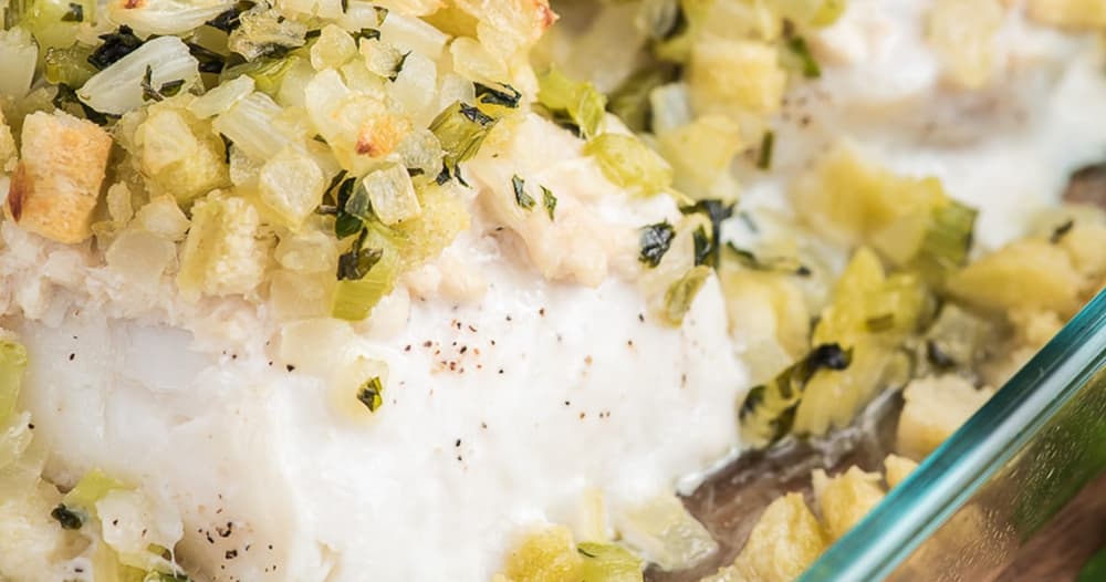 Easy Stuffed Baked Halibut | Punchfork