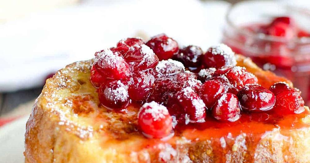 Egg Nog French Toast with Cranberry Syrup | Punchfork
