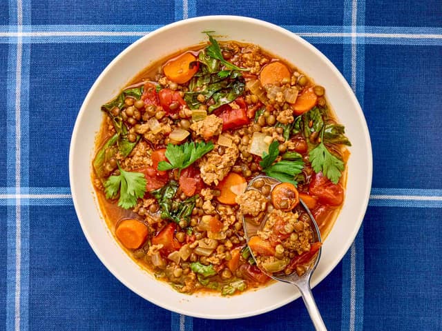 30-Minute Sausage and Lentil Stew with Escarole | Punchfork