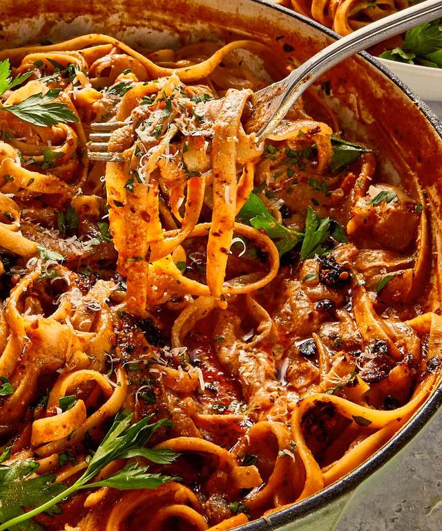 One Pot Chili Oil Onion Pasta | Punchfork