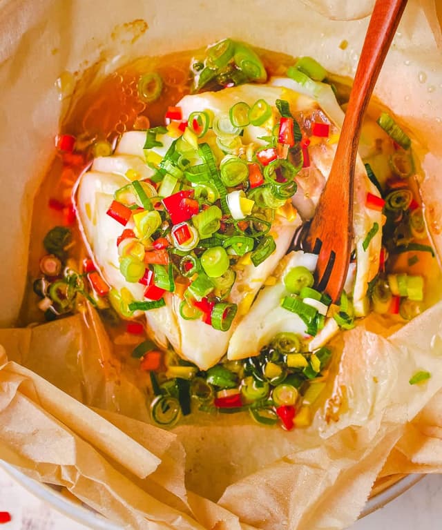 Chinese Steamed Cod Fish with Ginger Scallion Sauce | Punchfork