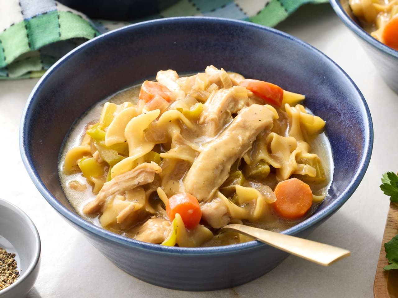 Slow Cooker Mississippi Chicken Noodle Soup | Punchfork