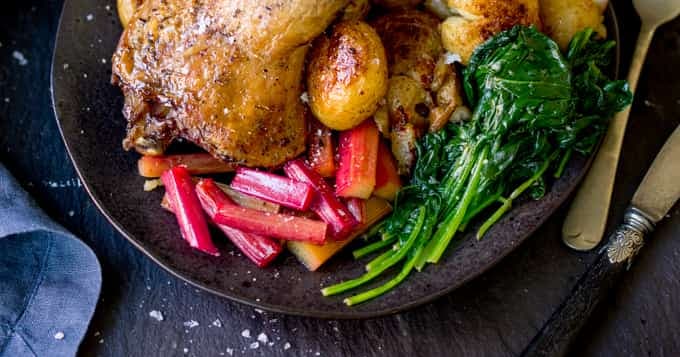 Duck Confit with Roasted Rhubarb | Punchfork