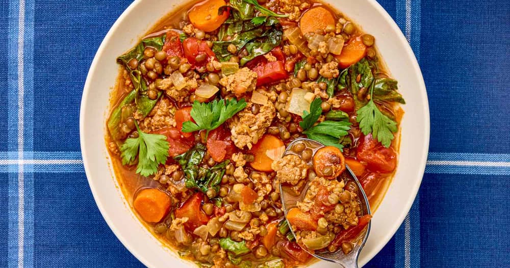 30-Minute Sausage and Lentil Stew with Escarole | Punchfork
