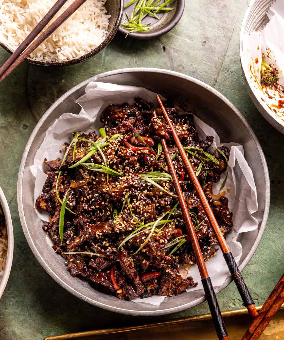20-Minute Takeout-Style Sticky Sesame Beef | Punchfork